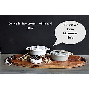 Christina Home Designs Gray Brie Baker, 3 Piece Set Includes Base, lid and Wooden Spoon