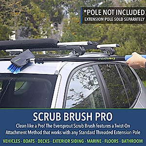 EVERSPROUT 11-inch Scrub Brush with Built-in Rubber Bumper | Soft Bristles wash Car, Truck, RV, Boat, Solar Panel, Floor | Bumper Prevents Scratches | Twists on 3/4-inch Acme Pole (Pole not Included)