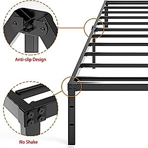 Kilyssa 14 Inch Queen Bed Frame, 3500lbs Heavy Duty Steel Slats Support Metal Platform Bed Frames Noise Free No Box Spring Needed,Black