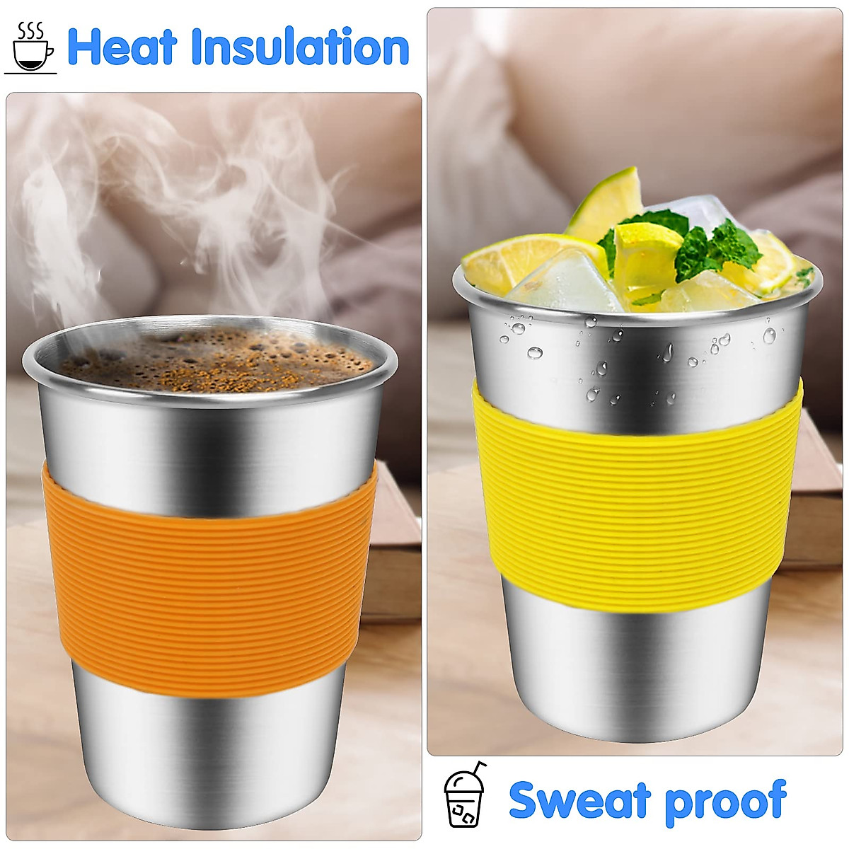 EWSNmata Kids Cups with Straws Spill Proof, Stainless Steel Sippy Cups with Lids, 12oz Toddlers Straws Tumbler, 6 Pack Unbreakable Water Glasses for Children, Adults, Outdoor, Indoor