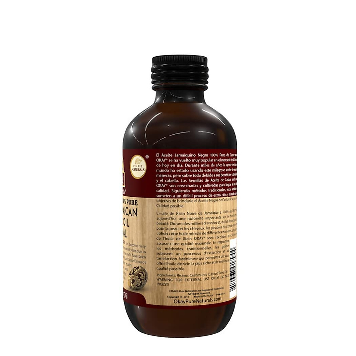 OKAY | Extra Dark 100% Natural Black Jamaican Castor Oil | For All Hair Textures & Skin Types | Grow Strong, Healthy, Smooth and Thick Hair | With Vitamin E - Omega 6 & 9 | 4 oz