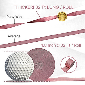 PartyWoo Crepe Paper Streamers 6 Rolls 492ft, Pack of Metallic Rose Gold, Pink, Dusty Pink Party Streamers for Bride to Be Party Decorations, Bachelorette Party Decorations (1.8 Inch x 82 Ft/Roll)