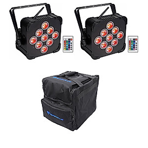(2) Rockville Best PAR 60 Rechargeable Wash Lights w/Wireless DMX+RGBWA+UV+Bag