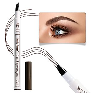 Music Flower Eyebrow Pencil, Liquid Eyebrow Pen, Waterproof Brow Pen with Micro-Fork Tip, Smudgeproof Long Lasting Fine Sketch Microblading Pen, Chestnut