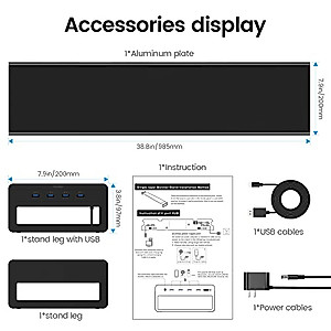 Dual Monitor Stand Computer Riser with USB 3.0 Hub Ports, Aluminum Strong&Sturdy Stand for Double Computer, TV, PC, Printer, Multi Media Speaker-Multifunctional Desktop Organizer