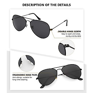 livho Sunglasses for Men Women Aviator Polarized Metal Mirror UV 400 Lens Protection (Silver & Black)