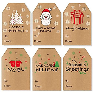 Christmas Gift Tags Stickers, Self Adhesive Christmas Name Tags Labels, Kraft Xmas to from Stickers, Christmas Presents Stickers for Boxes Bags Envelopes Package Holiday Decor, 120 Pcs & 2 x 3 Inch