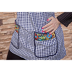 cuitáxi Traditional Mexican apron for women with pockets beautiful flower embroidery - Mandiles para mujer mexicanos mandil