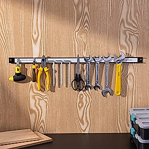 Navaris Set of 3 Magnetic Tool Holder Rack - 24 Inch Heavy Duty Garage Wall Holder Strip for Tools - Tool Bar with Magnet for Screwdriver, Wrench