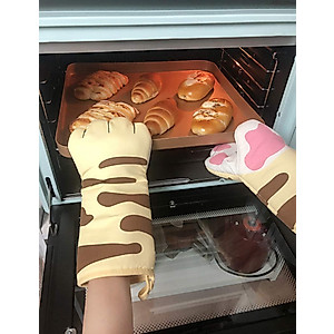 Oven Mitts Kitchen Cooking Baking Heat Resistant Cat Glove, 1 Pair Claw