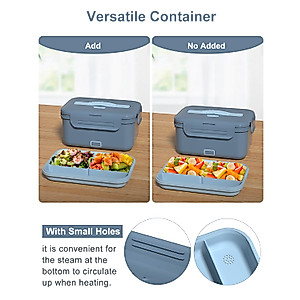 Monteka Electric Lunch Box Food Heater, Upgrade 100W High Power Portable Food Warmer, Heated Lunch Box for Adults Car/Home with 1.8L Removable Stainless Steel Container, 12V/24V/110V/220V, Blue