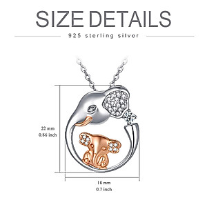 AOBOCO Elephant Jewelry Gifts for Women Sterling Silver Elephant Family Necklace for Mom Daughter Wife Grandma