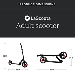 LaScoota Kick Scooter for Adults & Teens. Perfect for Youth 12 Years and Up Men & Women. Lightweight Foldable Adult Scooter Large Sturdy Wheels (Dark) The Metro