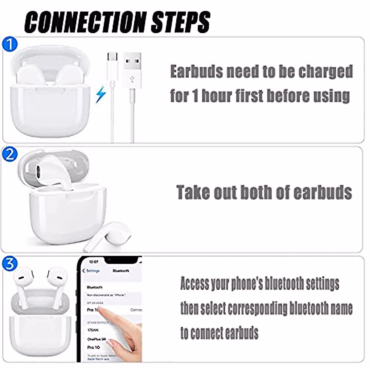 Wireless Headphones, Touch Control Wireless Noise Cancelling Earbuds,Bluetooth 5.1 Wireless Headphones with Charging Case,IPX7 Waterproof Stereo Headphones,,Wireless Earbuds for Android/iOS/iPhone