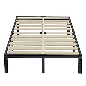 ZIYOO Full Size Bed Frame 14 Inches High 3 Inches Wide Wood Slats with 3500 Pounds Support for Foam Mattress, No Box Spring Needed, Underbed Storage Space,Easy Assembly, Noise Free