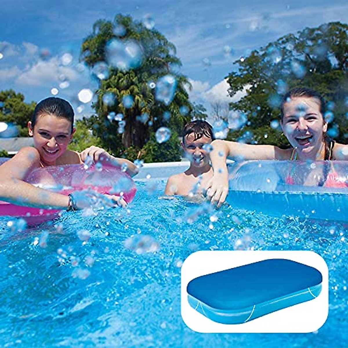 Inflatable Rectangle Pool Cover 103 in x 69 in (262 cm x 175 cm) Rectangular Pool Cover Dustproof Square for Garden Outdoor Paddling Family Rectangle Pools Protector