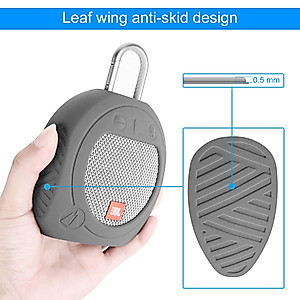TXEsign Protective Silicone Stand Up Carrying Case for JBL Clip 3 Waterproof Portable Bluetooth Speaker (Light Grey)