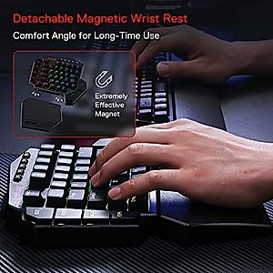 Redragon K585 DITI Wireless One-Handed Mechanical Keyboard, 42 Keys 2.4Ghz RGB 40% Gaming Keypad with 7 Onboard Macro Keys, Detachable Wrist Support, Durable Battery (Red Switch)