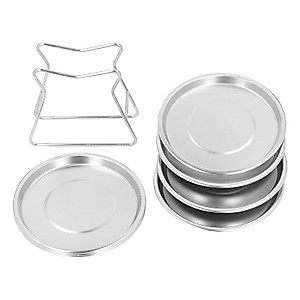 Small Dinner Plates, 8Pcs 304 Stainless Steel Round Spit Bone Dish Plate Set for Snacks, Side Dishes, Multifunctional Use