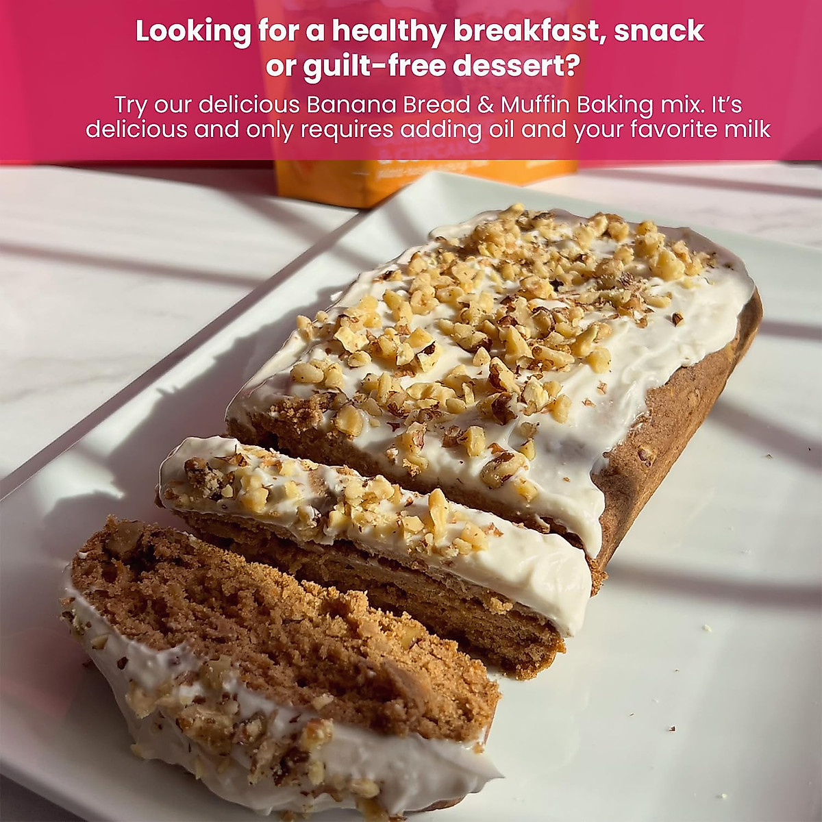 Bake Me Healthy Banana Bread Mix - 10.8 oz / 306 g - Vegan, Non-GMO, Dairy & Gluten Free Muffins - No Refined Sugar Plant-Based Baking Mix - Makes 12 Fluffy Banana Muffins or 1 Banana Loaf