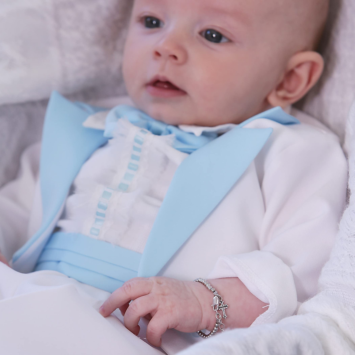 Cherished Moments Baptism to Bride Cross Bracelet for Boys in Sterling Silver