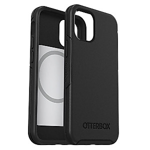 OtterBox iPhone 12 Mini Symmetry Series+ Case - Black, Ultra-Sleek, Snaps to MagSafe, Raised Edges Protect Camera & Screen
