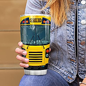 Wassmin Bus Driver Gifts Personalized School Bus Tumbler 20oz 30oz Custom Name Stainless Steel Double Wall Vacuum Tumblers Coffee Travel Mug Cups Christmas Presents