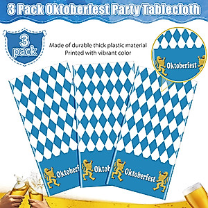3 Pack Bavarian Oktoberfest Disposable Tablecloth Decorations, Plastic Rectangle Blue and White Bavarian Flag Check Table Cover, Oktoberfest Decorations Party Table Cloth Backdrop Supplies, 54×108Inch