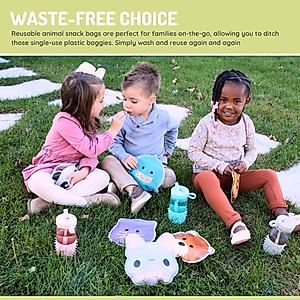 melii Reusable Snack Bags - Bulldog, Cat, Lion, Panda, Bear & Shark