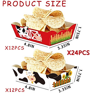 Caoekego 24 Pcs Farm Animal Snack Bowl Party Supplies，Farm Food Trays for Farm Birthday Party barn bash Party Decorations