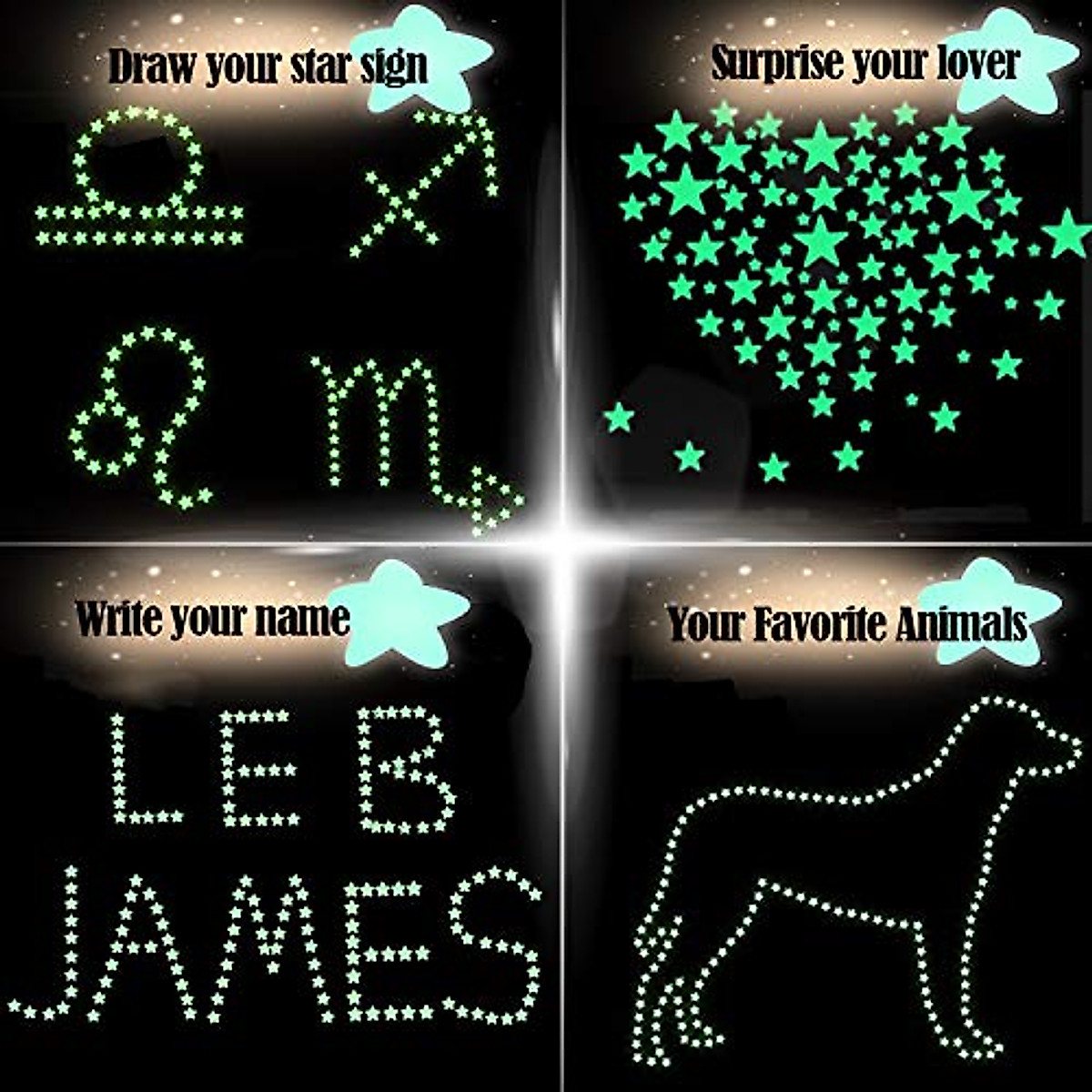 Glow in The Dark Stars and Moon Wall Stickers for Baby Room, Luminous Wall Decal Realistic Star and 3D Full Moon Starry Sky Decoration for Kid Toddler Bedroom, Ceiling Halloween decor (333Stars,1Moon)