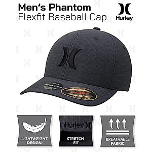 Hurley Men’s Hat – Phantom Flexfit Fitted Baseball Cap, Size Large-X-Large, Black