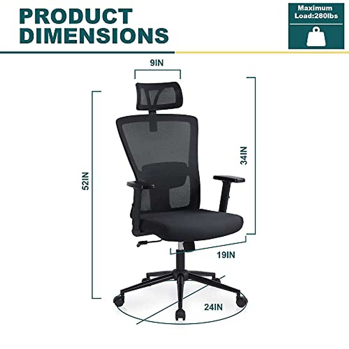 ralex-chair Office Chair Ergonomic Desk Chair Comfort Adjustable Height with Wheels，Lumbar Support Mesh Swivel Computer Home Office Study Task Chair 5008