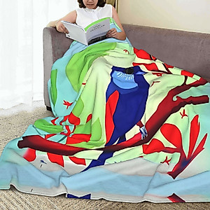 Red Leaf Bird Printed, Fashion Flannel Bed Blanket, Cozy Blanket Soft and Warm Sofa Blanket, Bedroom Blanket.80 X60