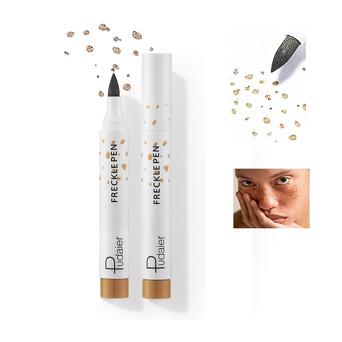 AKARY Freckle Pen, Lifelike Freckle Makeup Concealer Pen, Waterproof Longlasting Soft Dot Spot Professional Faux Freckles Pen Make Up Kit for Natural Effortless Sun Kissed Makeup (1Pc, Light Brown)