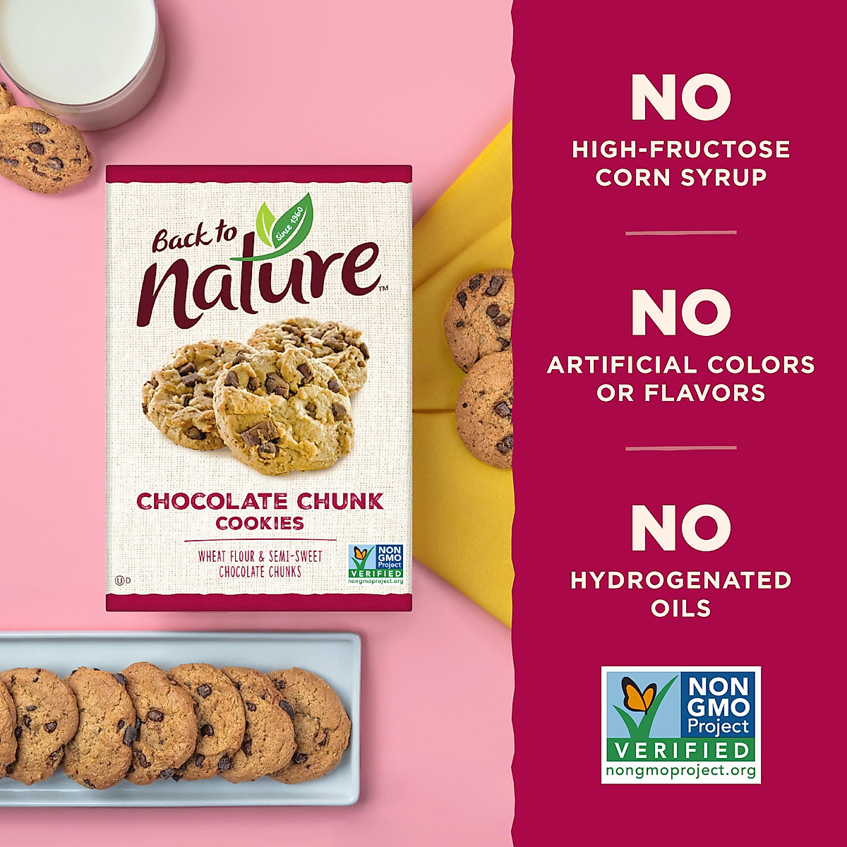 Back to Nature Chocolate Chunk Cookies - Dairy Free, Non-GMO, Made with Wheat Flour, Delicious & Quality Snacks, 9.5 Ounce