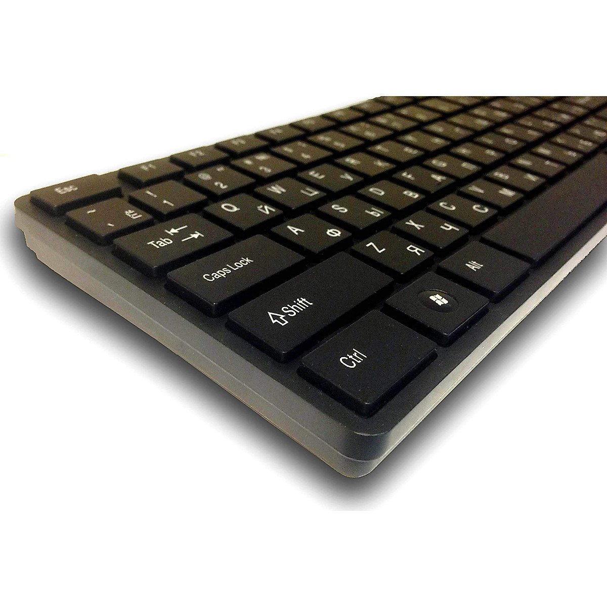 USB Keyboard with Russian English (Cyrillic) Letters/Characters- Full Size Slim Desktop Design