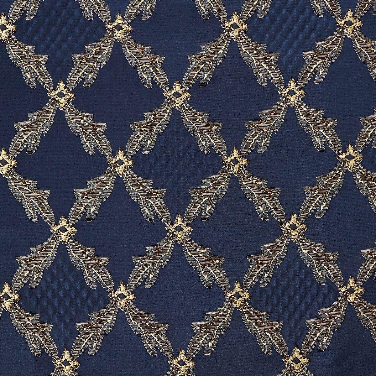 57" Wide Diamond Drapery Upholstery Jacquard Fabric Navy Blue Color by The Yard