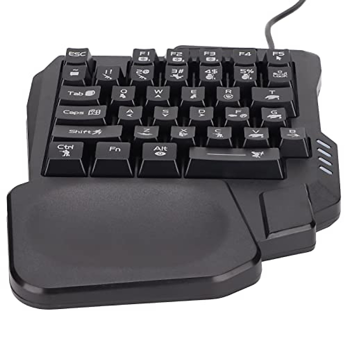 Deryang One-Handed Gaming Keyboard 35 Keys Waterproof Gaming Keyboard Wide Wrist Rest for Mobile Computer Gaming