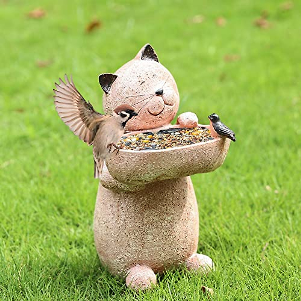 Cat Garden Statue Outdoor Decor, Cat Sculptures Figurine Decorations Gardening Lawn Ornament Décor Gifts for Women 12.3" in Height