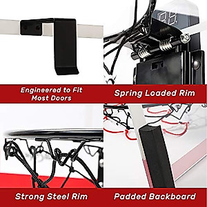 EagleStone Basketball Hoop Indoor for Kids, Over The Door Mini Basketball Hoop with Electronic Scoreboard, Room Basketball Hoop with 2 Balls and Sound, Basketball Toys for Toddler Boys Girls