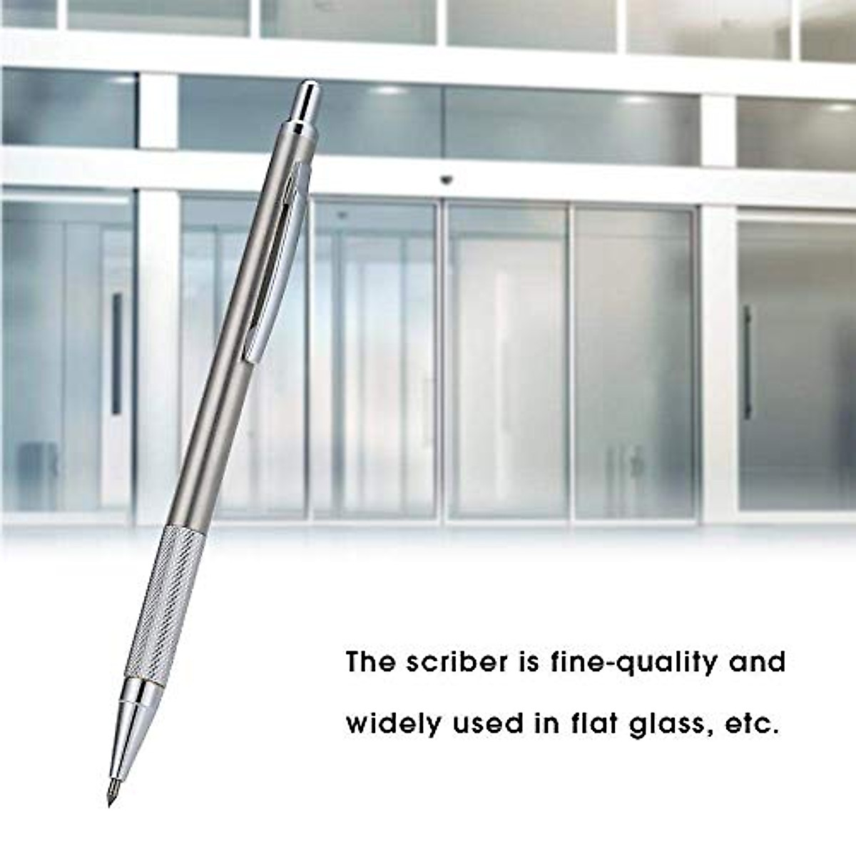 Wal front Tungsten Steel Tip Scriber Pen Glass Cutter Tungsten Steel Tip Engraver Pen Carve Engraver Scriber Tools Portable for Glass Ceramic Plate (Silver)