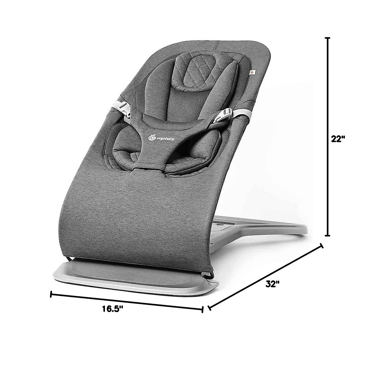 Ergobaby Evolve 3-in-1 Bouncer, Adjustable Multi Position Baby Bouncer Seat, Fits Newborn to Toddler, Charcoal