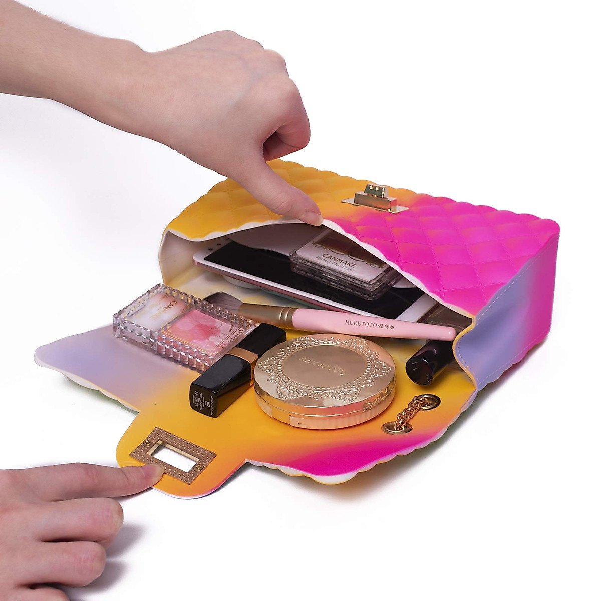 Rainbow Jelly Purse, Colorful Shoulder Bags for Women Girls, PVC Fashion Crossbody Bag Purses