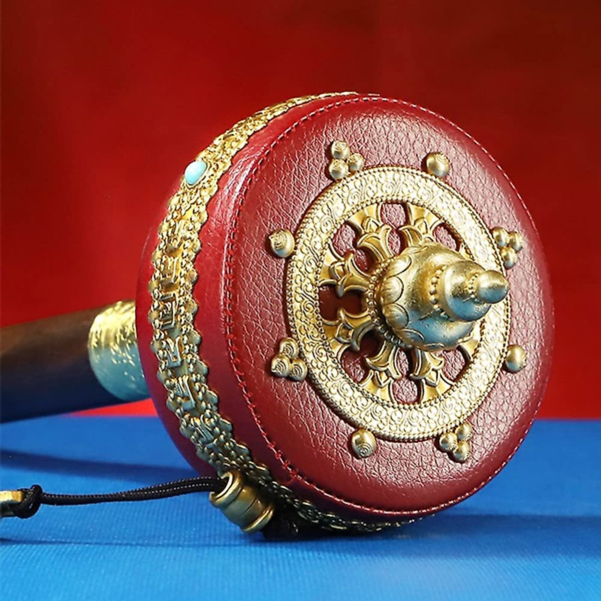 Om Mani Padme Hum Prayer Wheel, Premium Hand Held Tibetan Buddhist Copper Handmade Prayer Wheel with Mantra Scroll, Buddha Religion Scriptures Prayer Wheel for Spiritual Blessing,Meditation&Relaxation