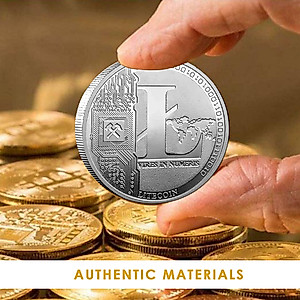 Neatbuddy 5PC Bitcoin Coin Collector Physical Cryptocurrency Gift Set, Bitcoin (BTC), Ethereum (ETH), Litecoin(LTC), Ripple (XRP),Eos (EOS),Gold and Silver Color