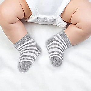 Infinicare Non-Slip Grip Baby Socks - Anti Skid Infant Baby Ankle Socks Low Cut for Infants Toddlers Kids Girls Boys (6-12 Months)