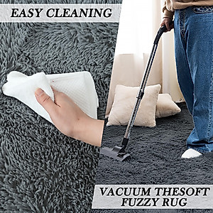 Fluffy Rug 5x7 Bedroom Rugs: Shag Rug for Bedroom - Area Rug 5x7 Grey Plush Fuzzy Soft Carpet for Living Room (Grey, 5x7 Feet)