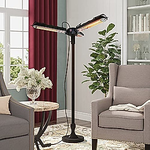 Electric Patio Umbrella Heater, Adjustable Power Electric Parasol Infrared Radiant Heater with 3 Foldable Heating Panels for Pergola or Gazabo