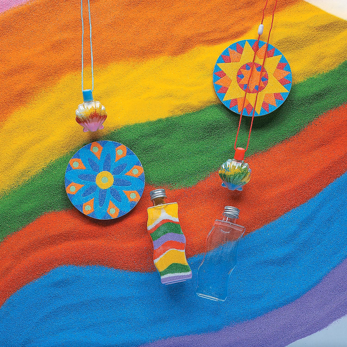 Fun Express Sea Shell Sand Art Necklace - Makes 12 - DIY Crafts for Kids